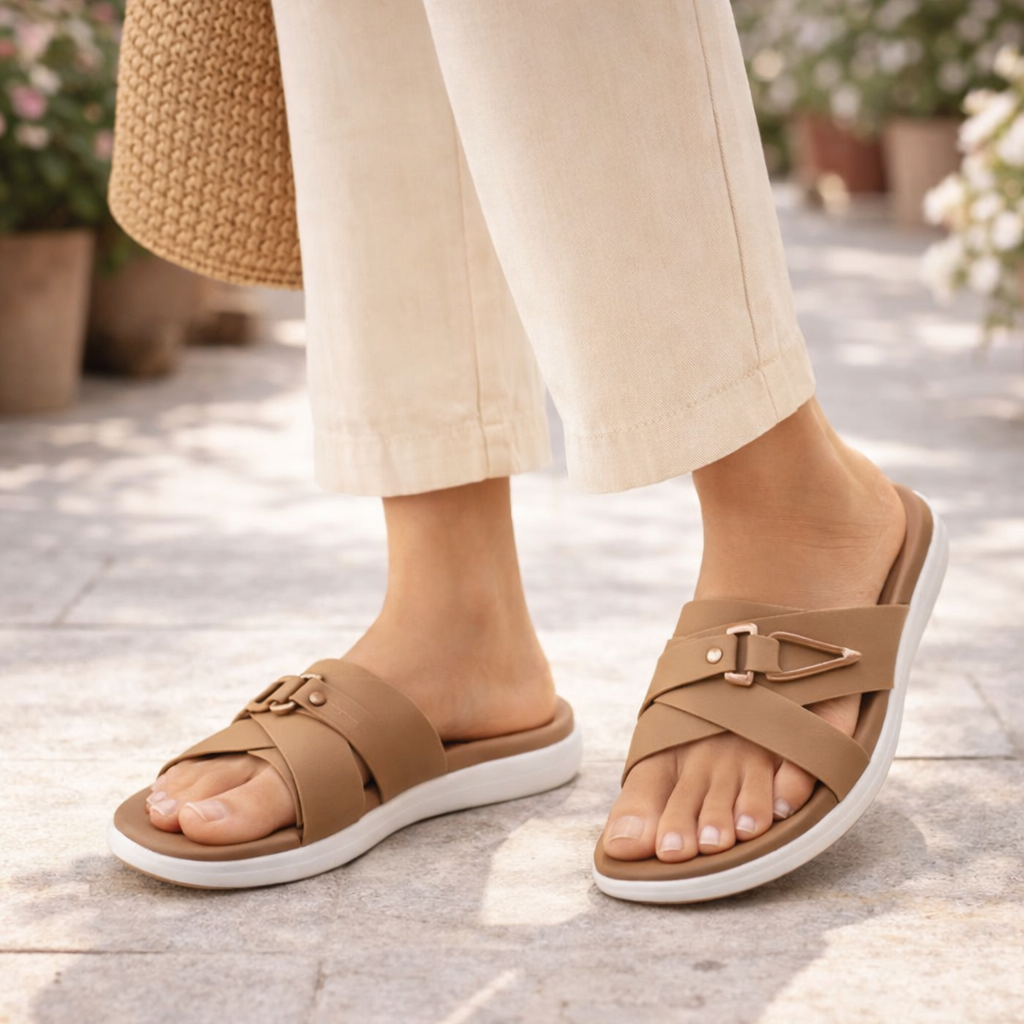 Women Premium Slippers 9143 - Khaki – Mova Shoes